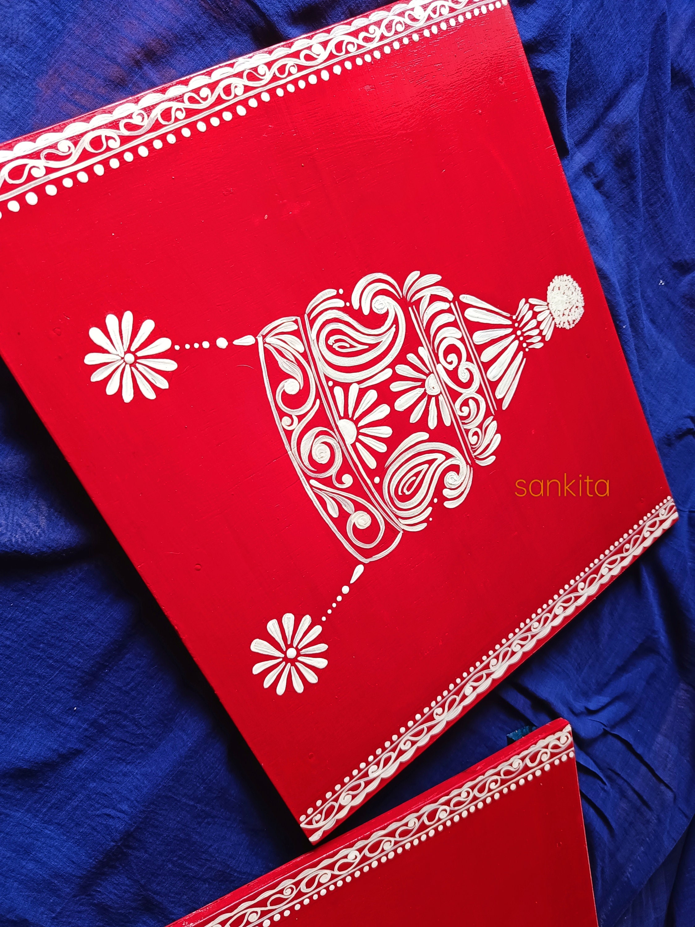 Bengali Wedding Piri Set of 2 With Kulo , Wooden Piri, Biyer Piri, Bier ...