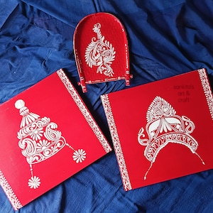 Bengali Wedding Piri Set of 2 With Kulo , Wooden Piri, Biyer Piri, Bier ...