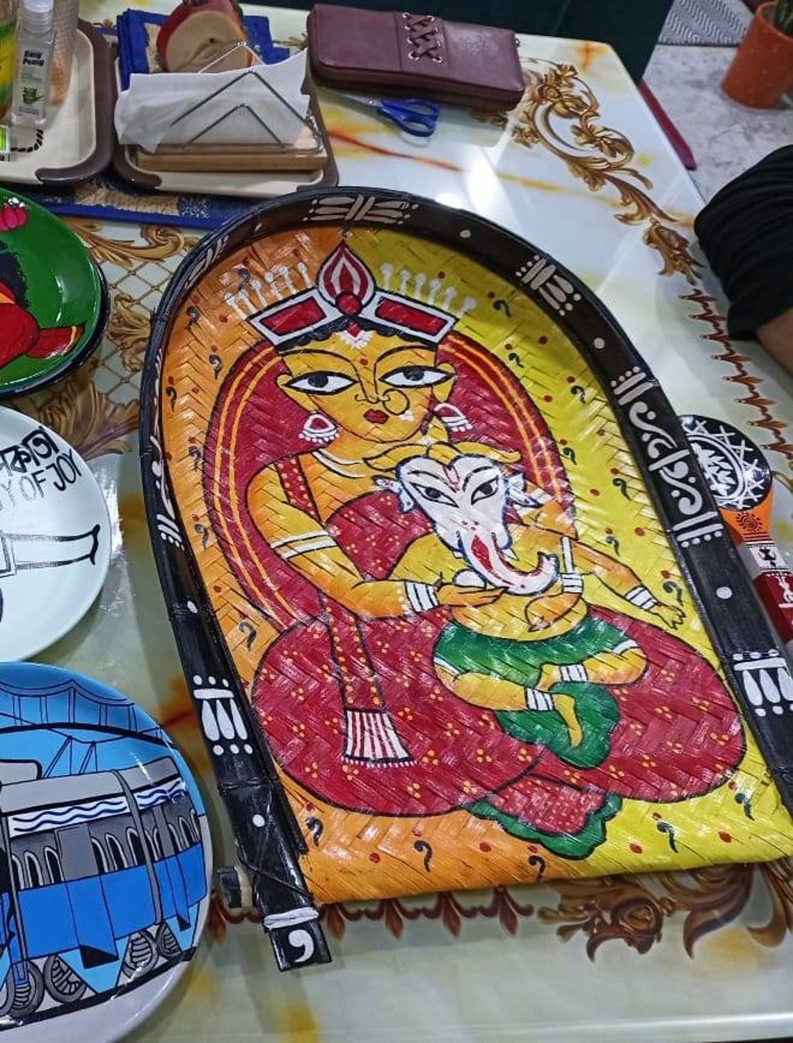 Jamini Roy Hand Painted Kulo / Jamini Roy Painting / Ma Durga / Wall ...