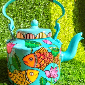 Madhubani Painted Kattle for Home Decoration / Hand Painted Kettle,hand ...