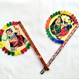 Hatpakha Hand Fan Art Kalighat Painting, Bengali Patua Painting ...