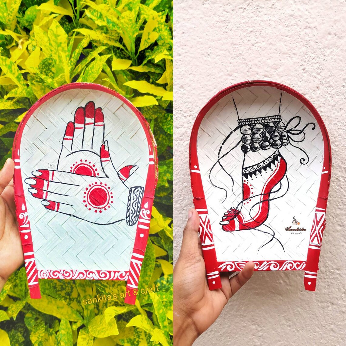 Set of 2 Mudra Hand Painted / Hand Painted Decorative Kulo / - Etsy