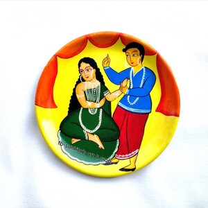 Hand Painted Bengali Theme Wall Plates / Kalighat Painting / Kolkata ...