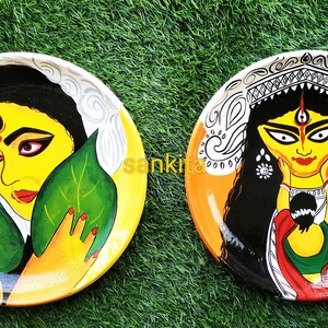 Set of 3 Hand Painted Decorative Wall Plates/durga Painting / Ma Durga ...