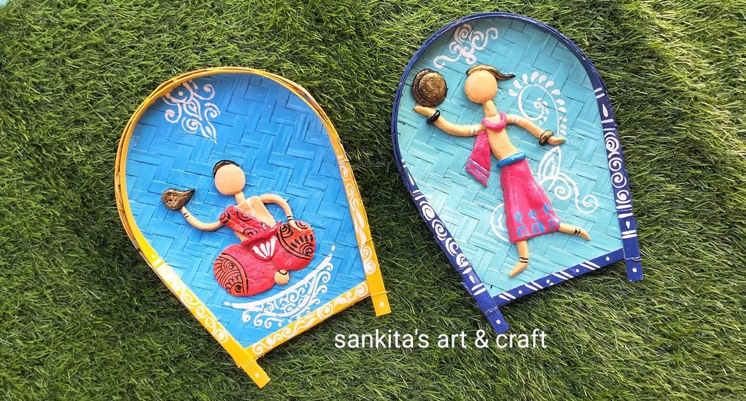 Set of 2 Hand Painted Kulo/ Wall Decor Art Piece / Hand - Etsy