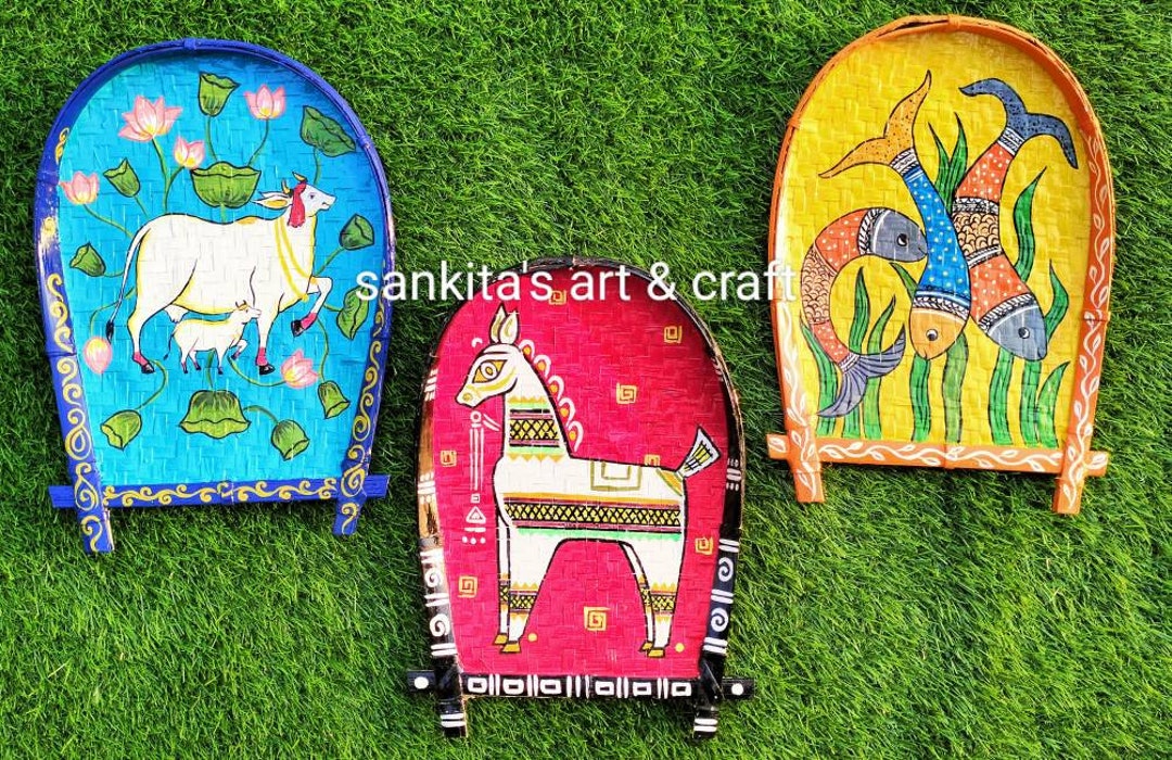 Buy Handpainted Kulo Painting Set of 3 Madhubani Art House Warming Gift ...