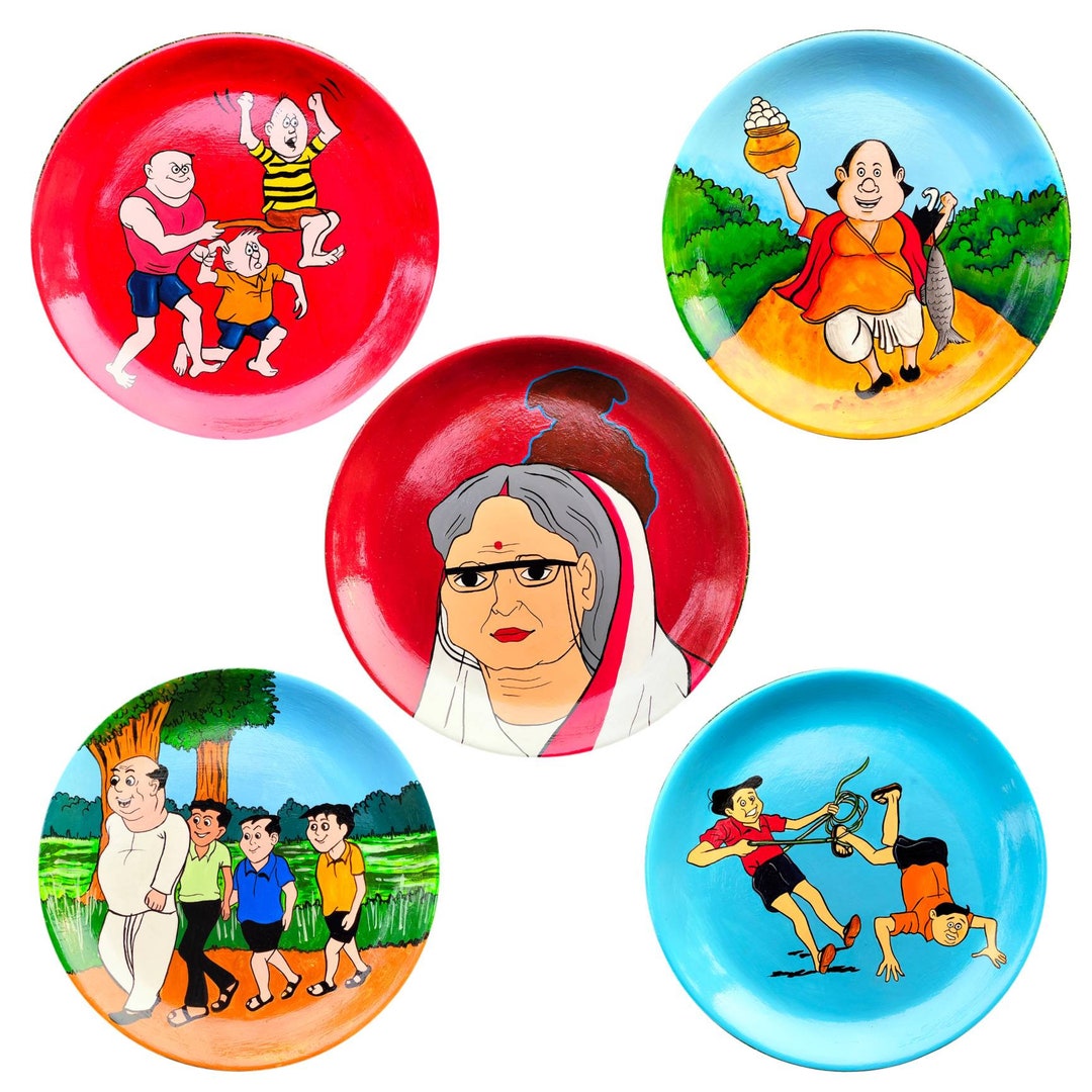 Hand Painted Bengali Cartoon Wall Plates/ Thakumar Jhuli / Narayan ...