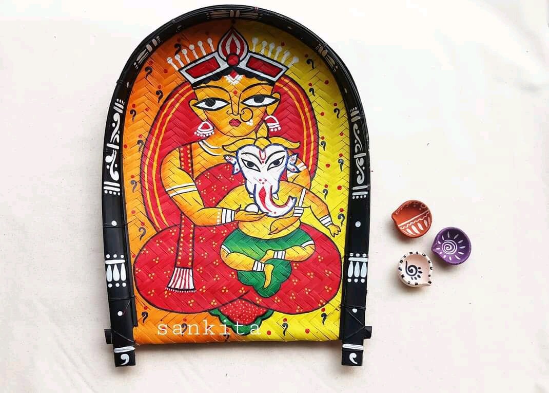 Jamini Roy Hand Painted Kulo / Jamini Roy Painting / Ma Durga / Wall ...