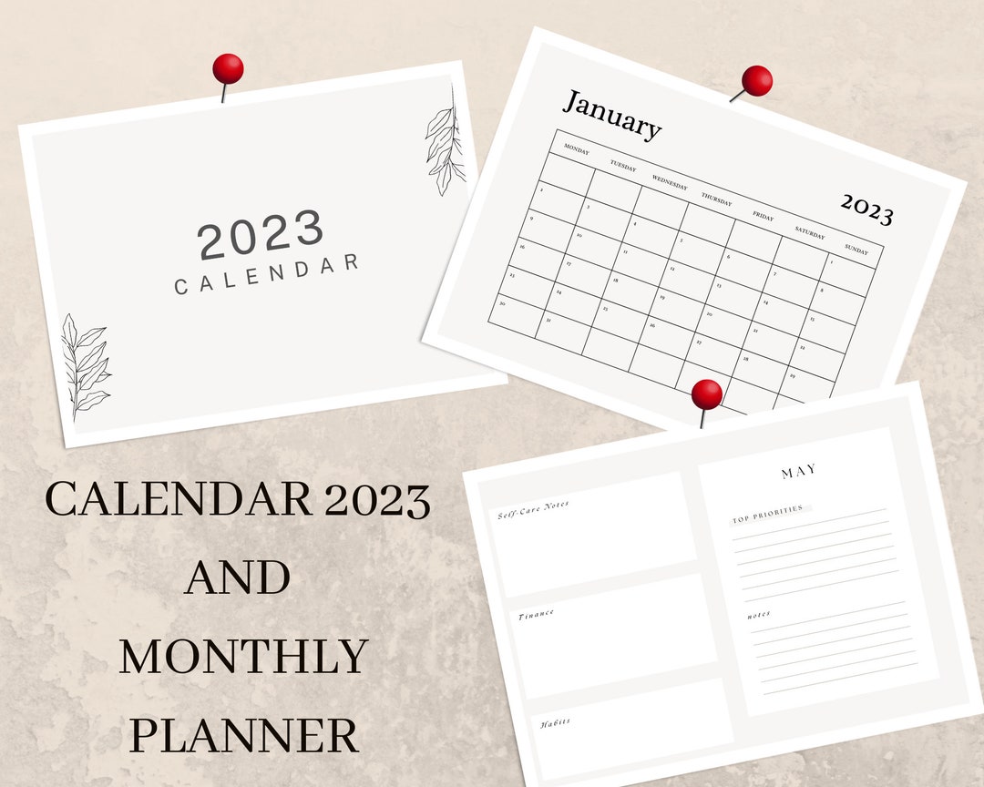 Minimalist Calendar 2023 Aesthetics Monthly Planner Digital Planner ...