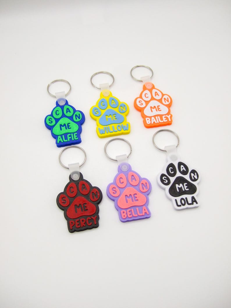Personalised NFC Dog Tag | Custom Dog Paw Print ID for Collar | 3D ...