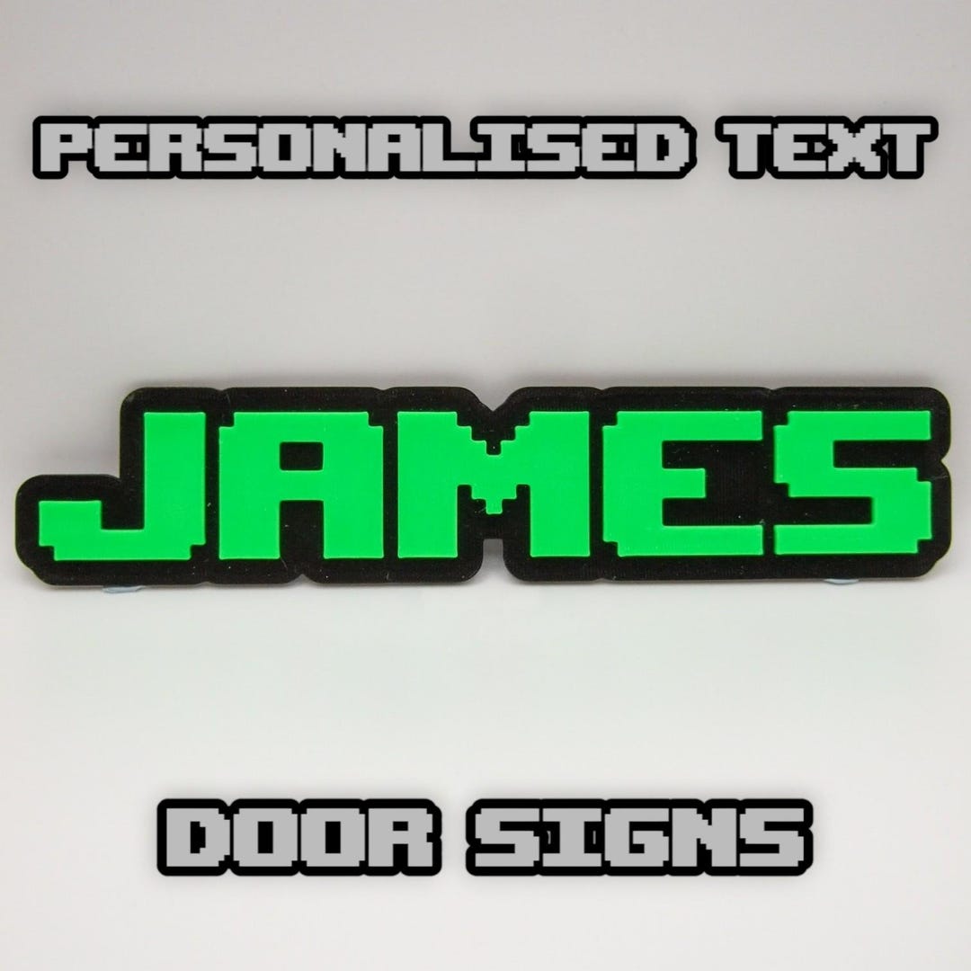 Personalised 3D Printed Door Sign – Blocky Gaming Font – Custom Name ...