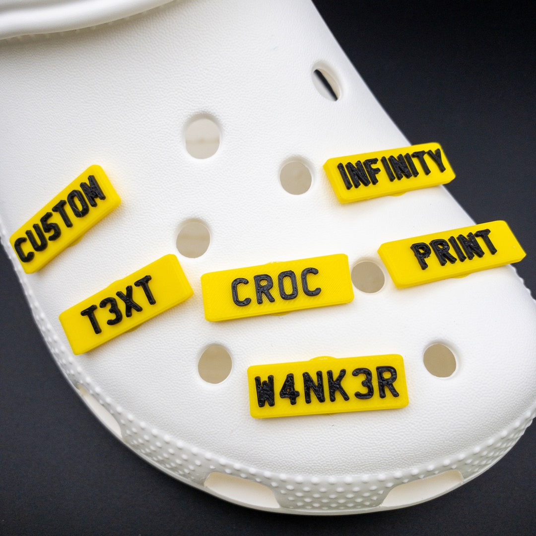 Personalised Reg Plate Croc Charms (x2) | Custom Text/name Shoe Charms ...