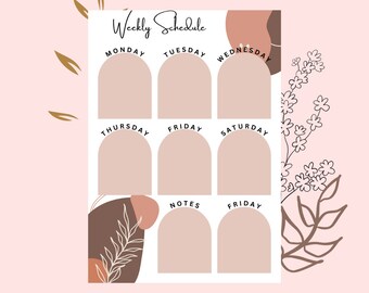 Printable Weekly Schedule, Planner, Template, Instant PDF Download, US ...