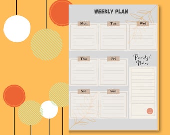 Clean and Simple Weekly Planner Template - Etsy
