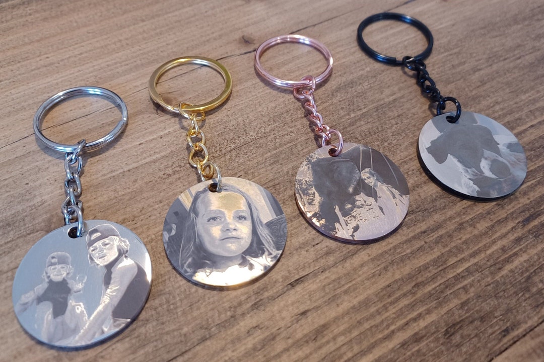 Round Personalised Photo Keyring, Custom Round Photo Keychain, High ...