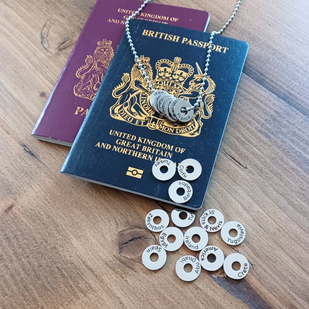Custom Country Token Necklace: Stainless Steel Travel Charm - Etsy