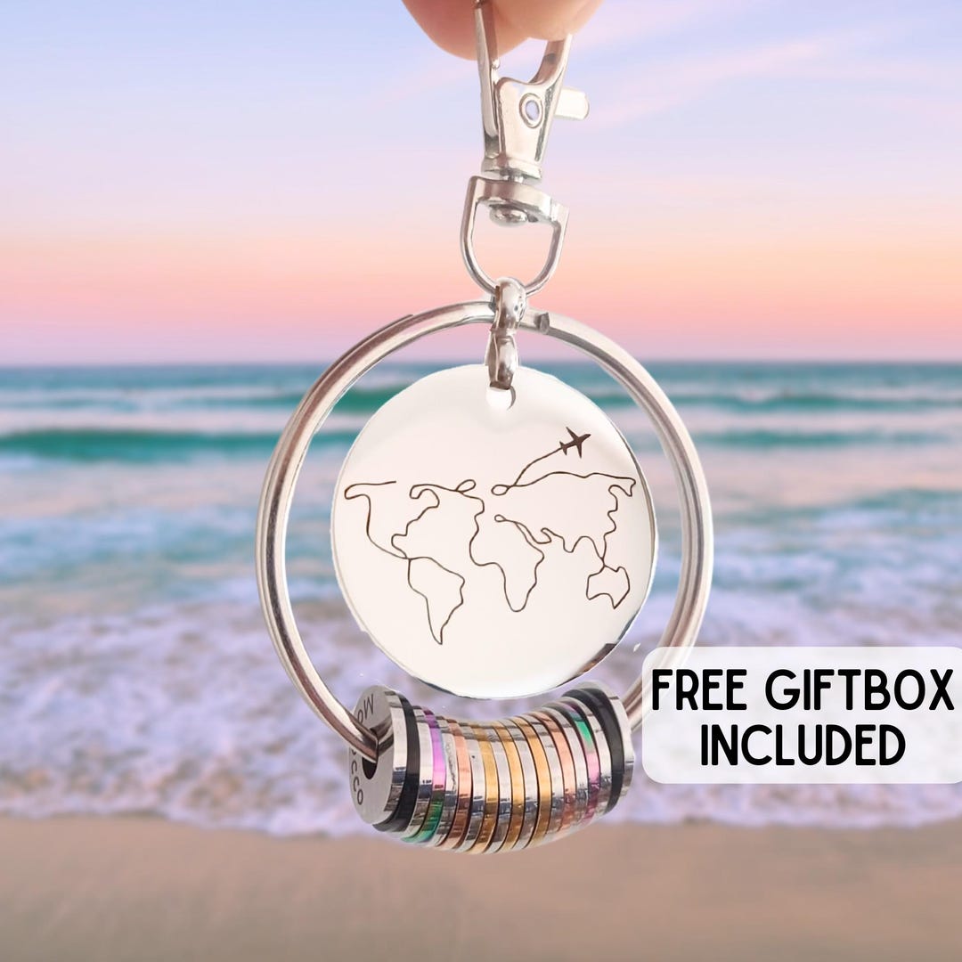Custom Traveler Keychain, Country Tag Keychain, Travel Keyring, World ...