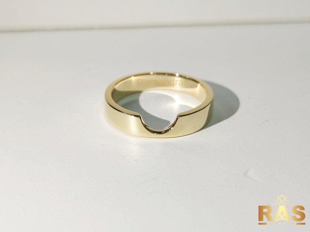 14K Gold U Shape Thick Stacking Band 4.00MM Wedding Band Anniversary ...