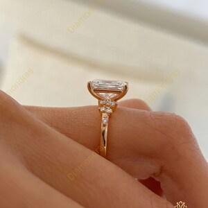 2.50 CT Radiant Cut Engagement Ring 10K14K Gold Wedding Ring Hidden Halo Moissanite Ring Vintage ...