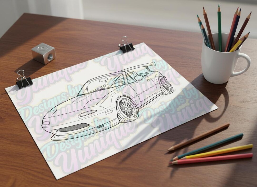 Miata MX-5 Coloring Page | JDM Car Line Art (PDF) - Etsy