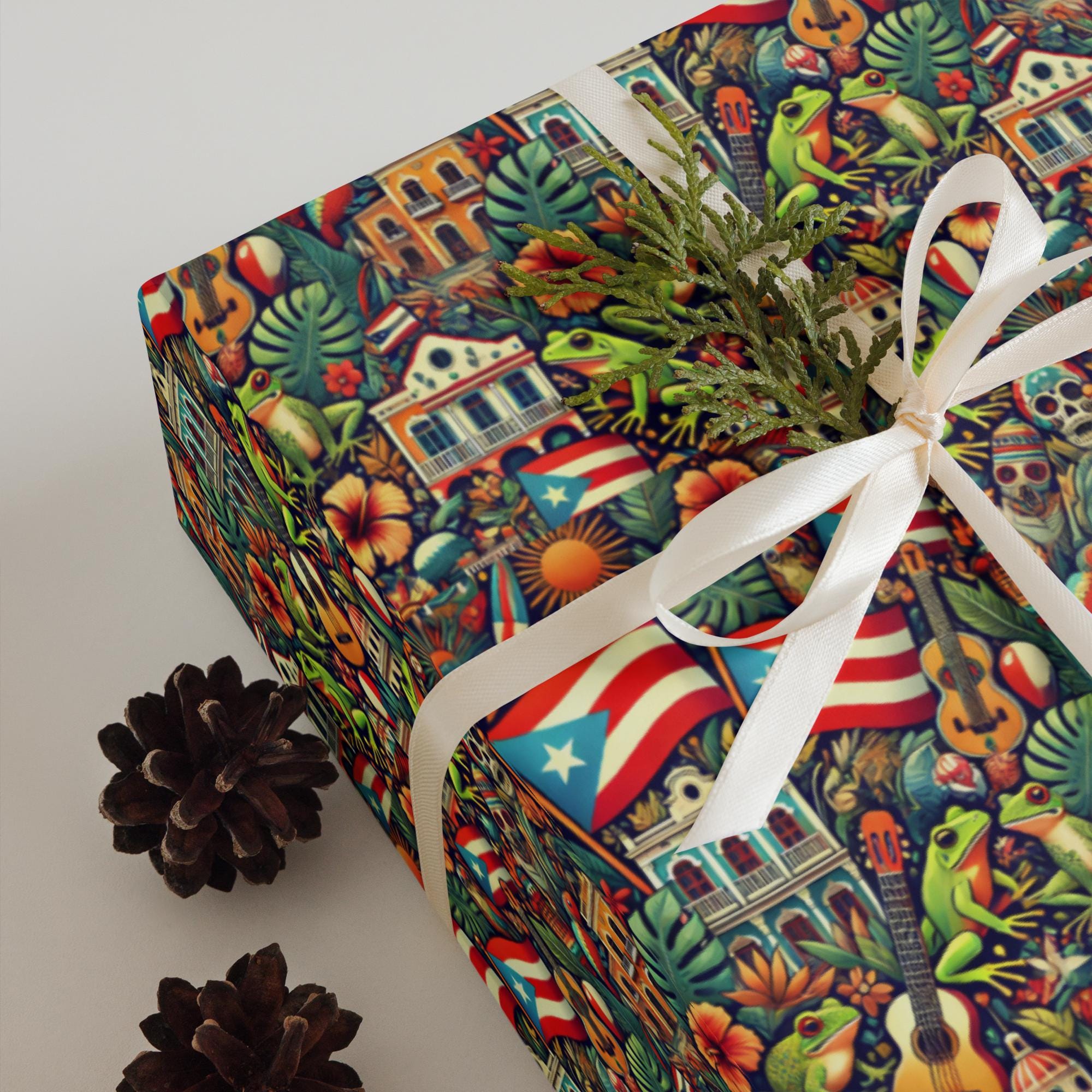 Puerto Rico Isla Del Encanto Christmas Gift Wrapping Paper - Etsy