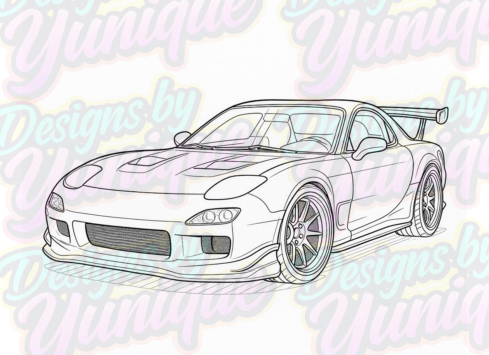 Mazda RX7 Coloring Page | JDM Rotary Car Line Art (PDF) - Etsy Canada