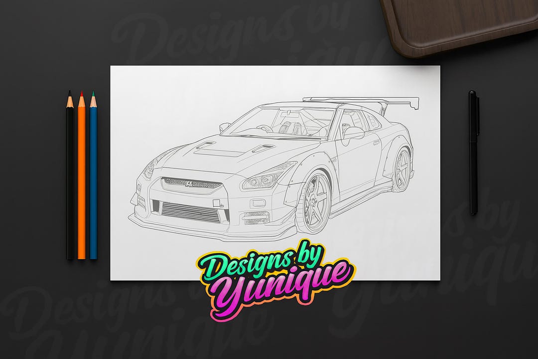 Nissan GTR R35 Coloring Page | JDM Car Art (instant Download PDF) - Etsy