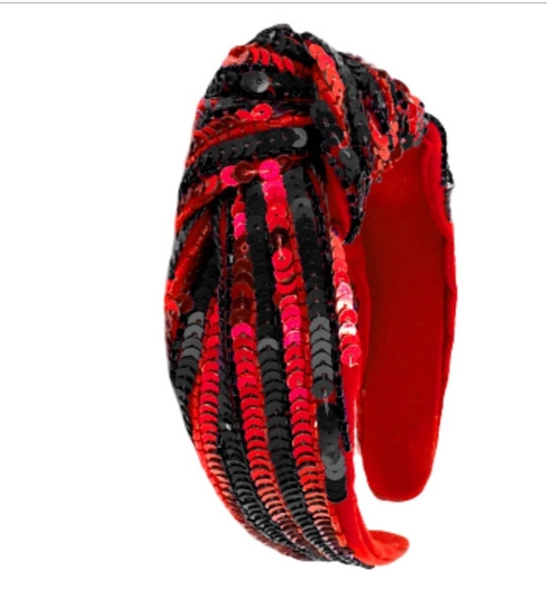 Luxury Sequin Beaded Gameday Headbands and Purse Straps- Black and Red ...