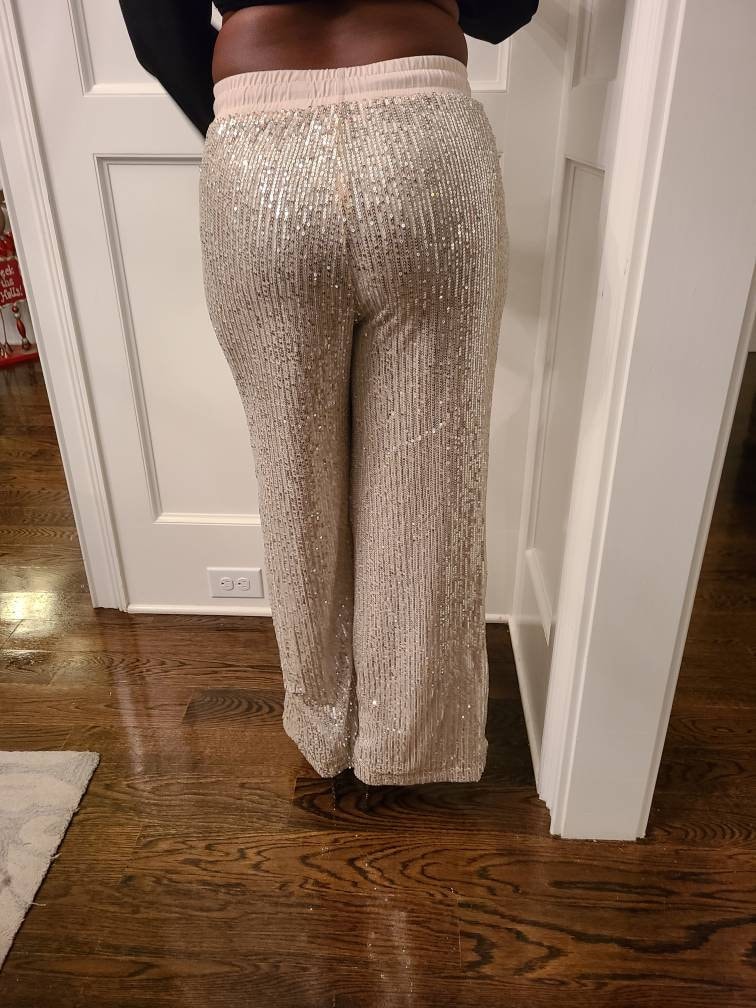 Curvy and Missy Sequin Pants Champagne Gold - Etsy