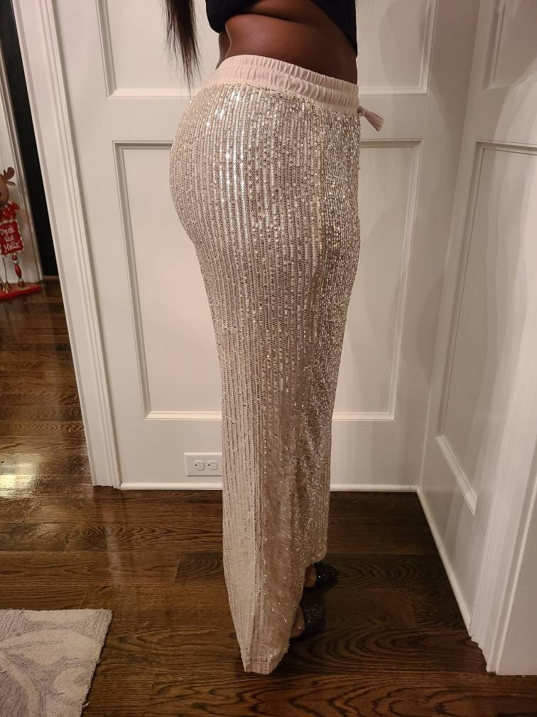 Curvy and Missy Sequin Pants - Champagne Gold - Etsy