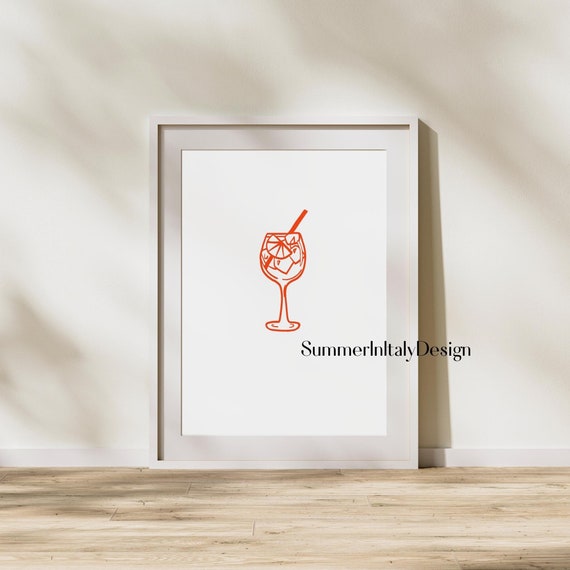 APEROL SPRITZ glass drawing Simple Line Print Minimal - Etsy México