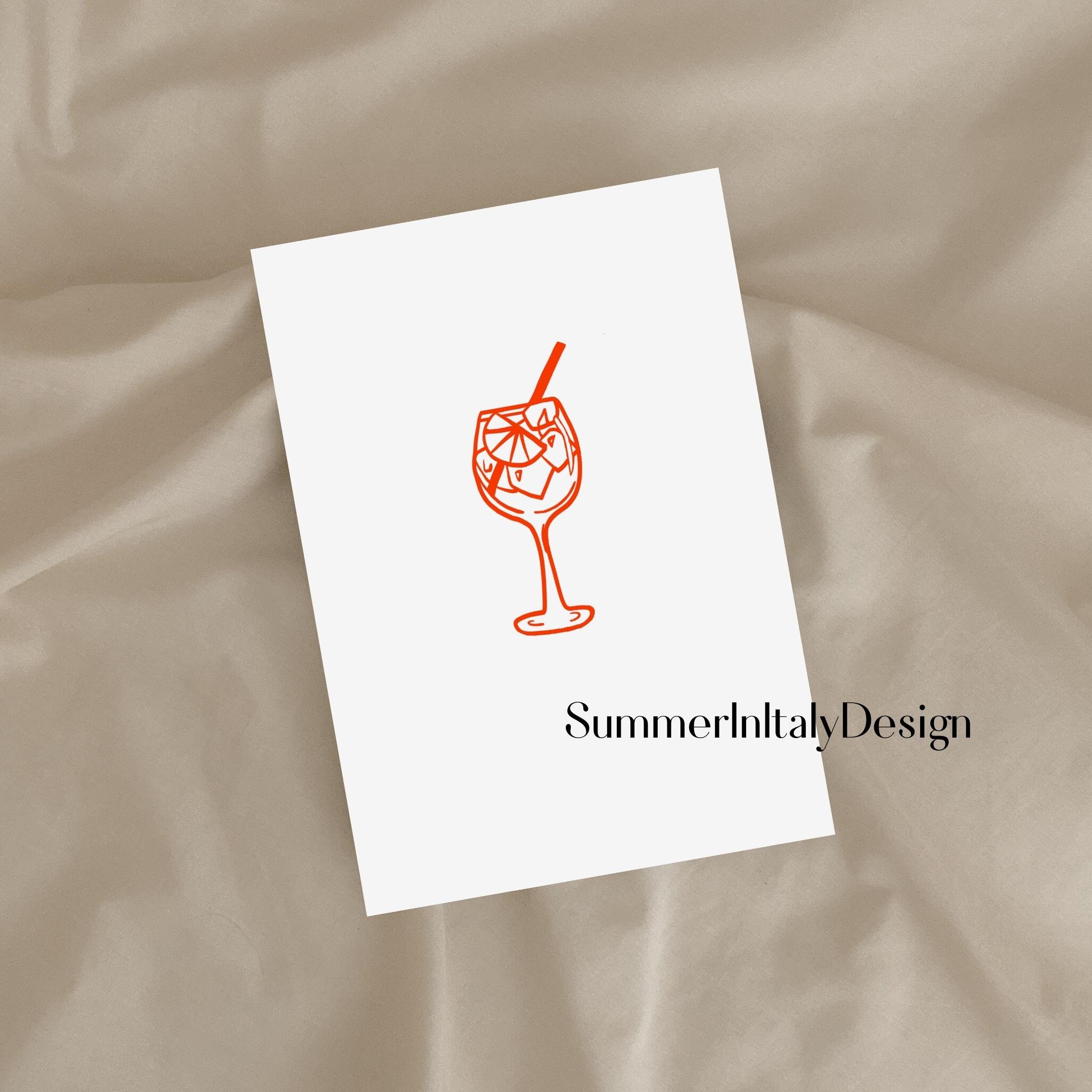 APEROL SPRITZ glass drawing Simple Line Print Minimal - Etsy México