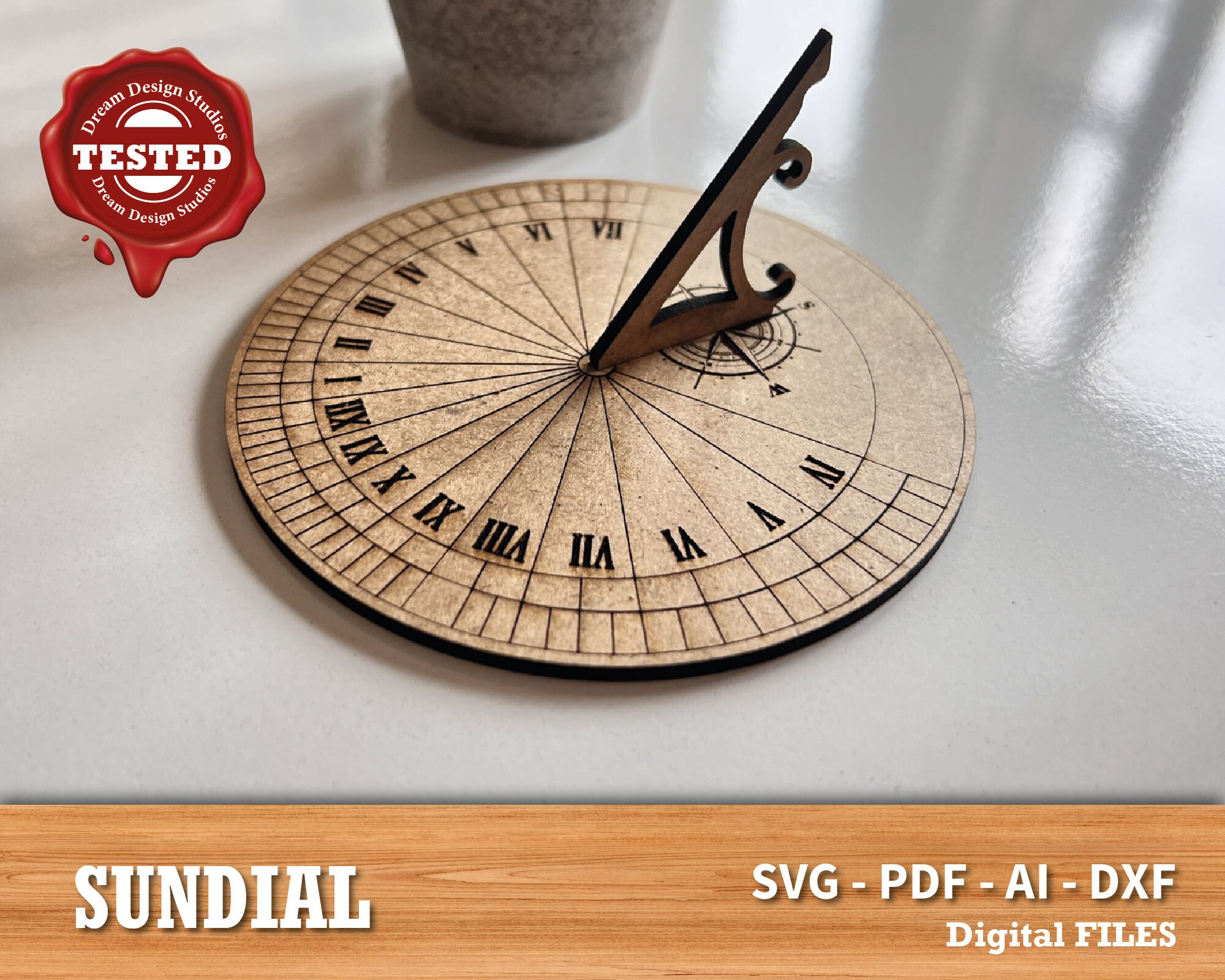 Sundial Pendant Unique Laser Cut File Display Vector Easy Cut, Storage ...