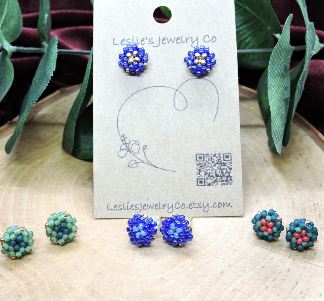Miniature Marvels: Unique Tiny Seed Bead Stud Earrings for a Pop of ...