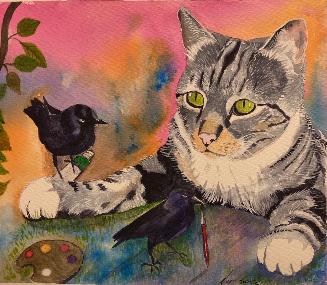 Teaching the Cat to Paint - Etsy