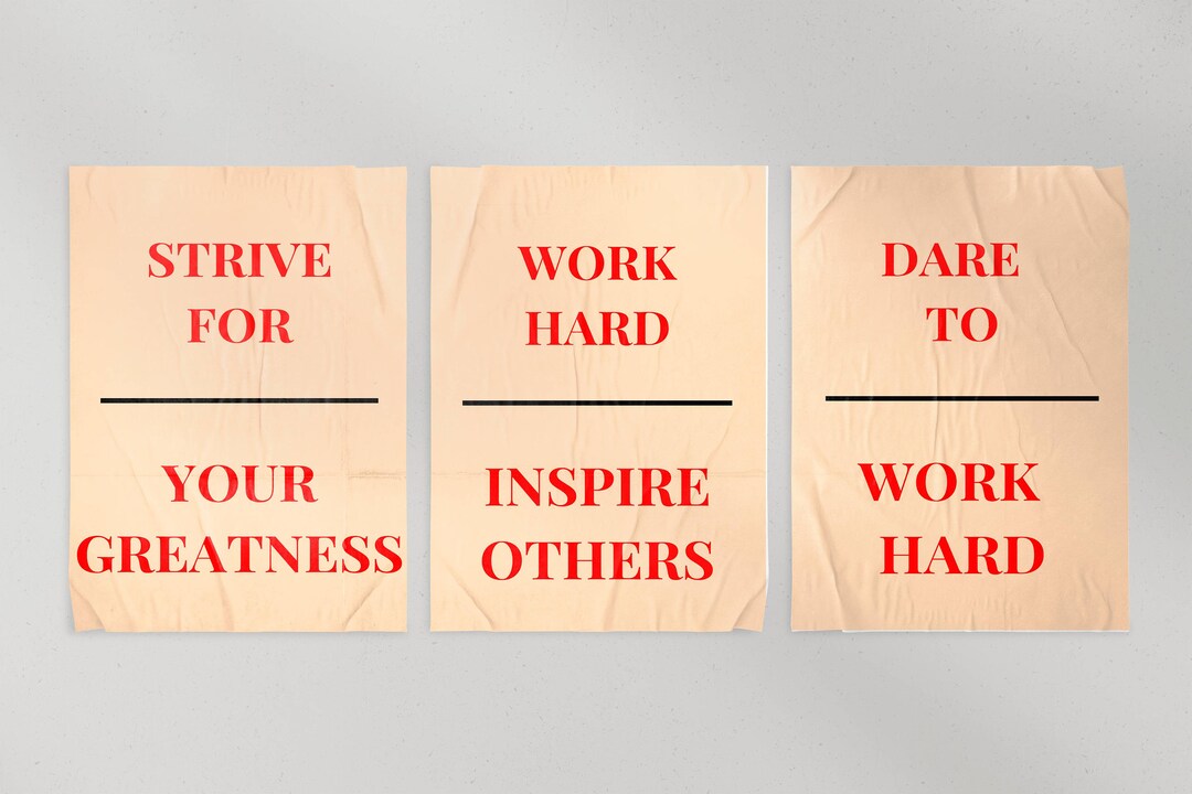 Motivational Posters Set of 3 Printables Minimalist Motivational Hard ...