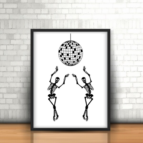 Disco Skeleton Print - Etsy