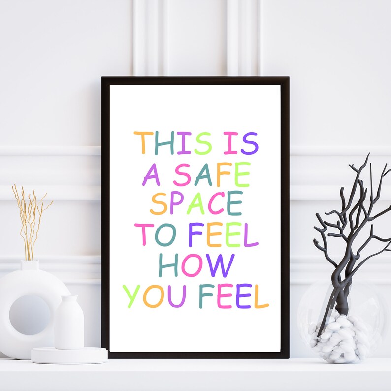Safe Space to Feel How You Feel Poster, Therapy Office Decor ...