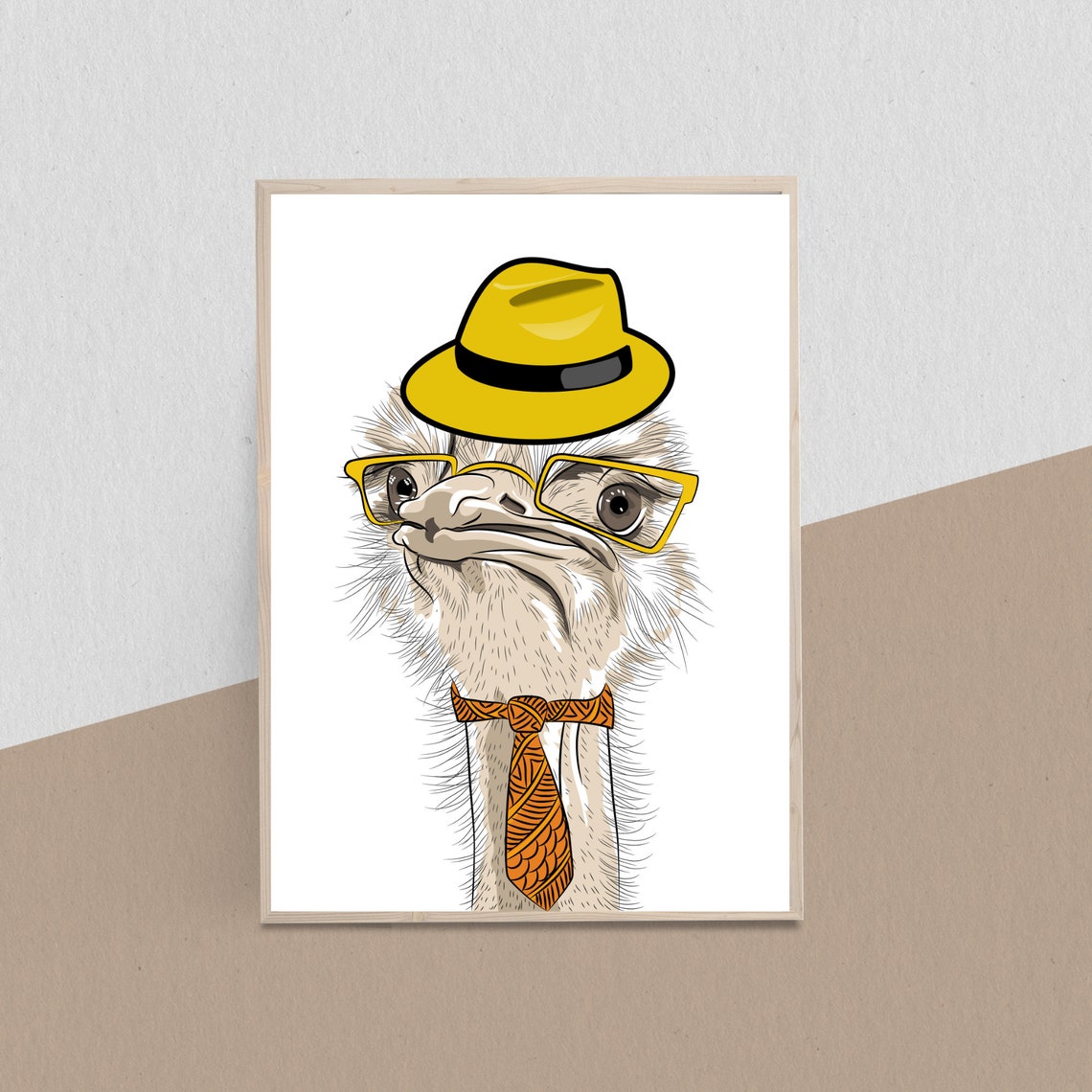 Ostrich Print, Ostrich Printable Wall Art, Animal Art Print, Animal ...