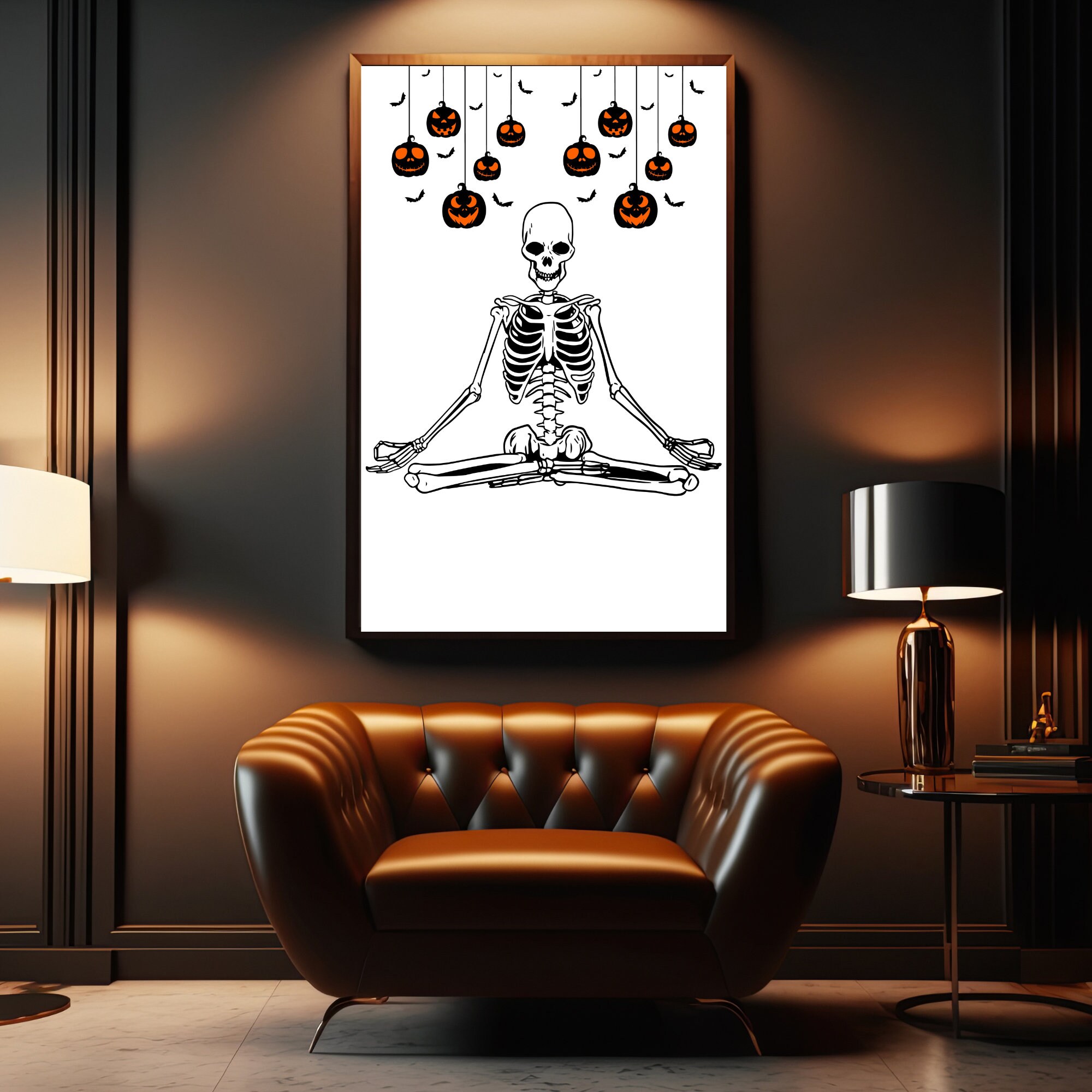 Skeleton Print for Halloween, Printable Wall Art, Halloween Home Decor ...