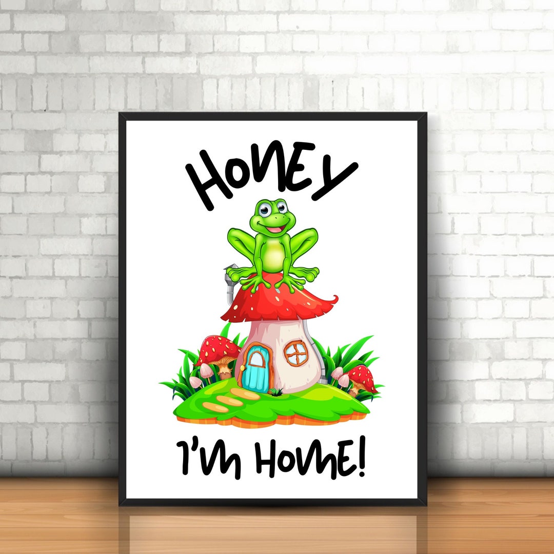 Sitting Frog Wall Art, Frog Mushroom Wall Art, Large Printable Art ...