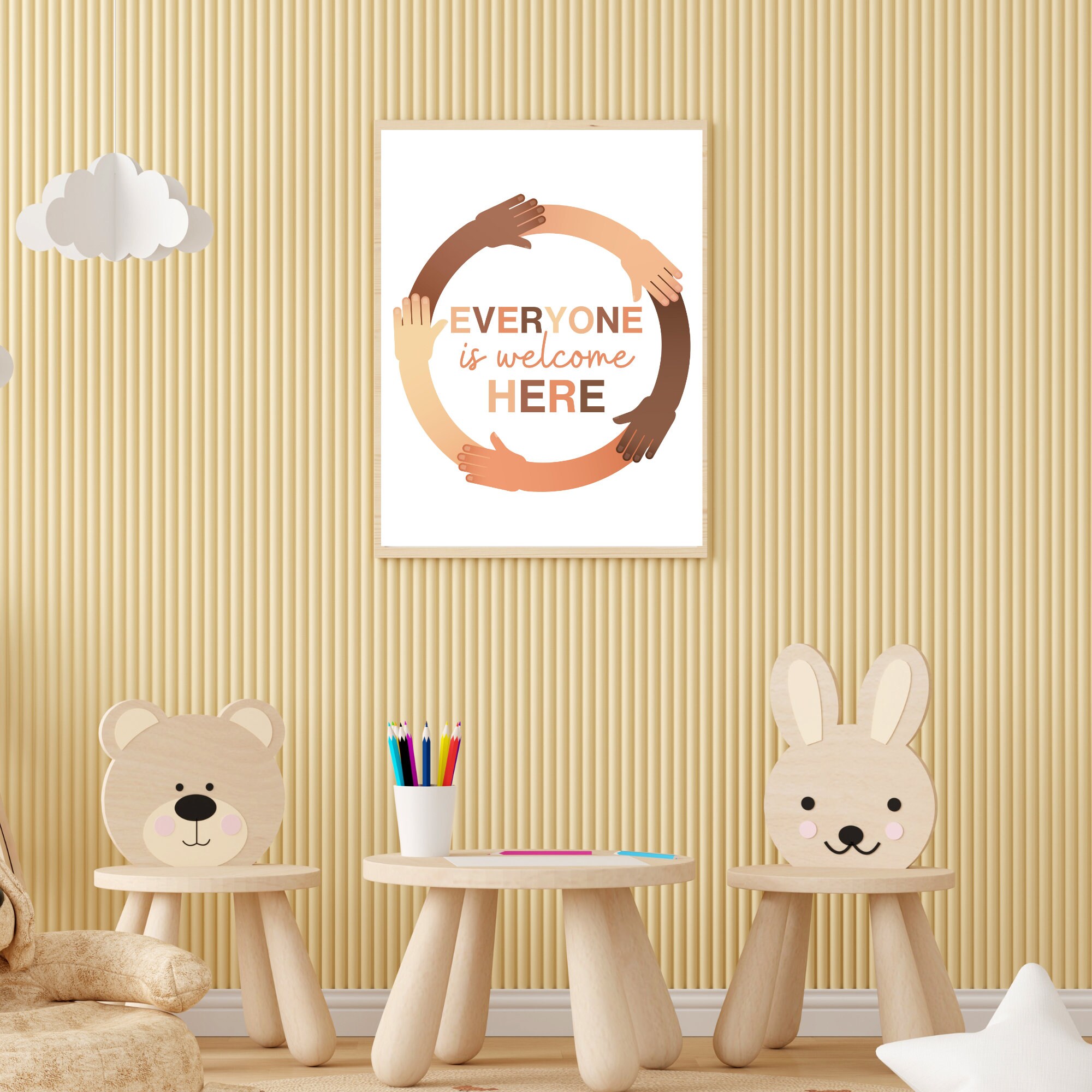 Everyone is Welcome Here Print, Equality Art Print, Diversity Wall Art ...
