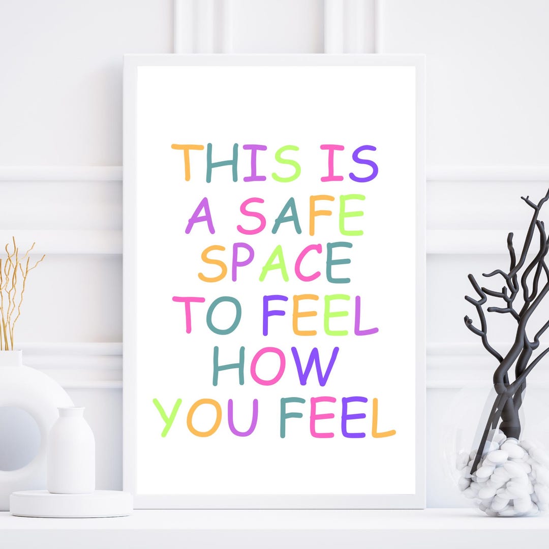 Safe Space Colorful Poster: Therapy Office Decor (digital Download) - Etsy