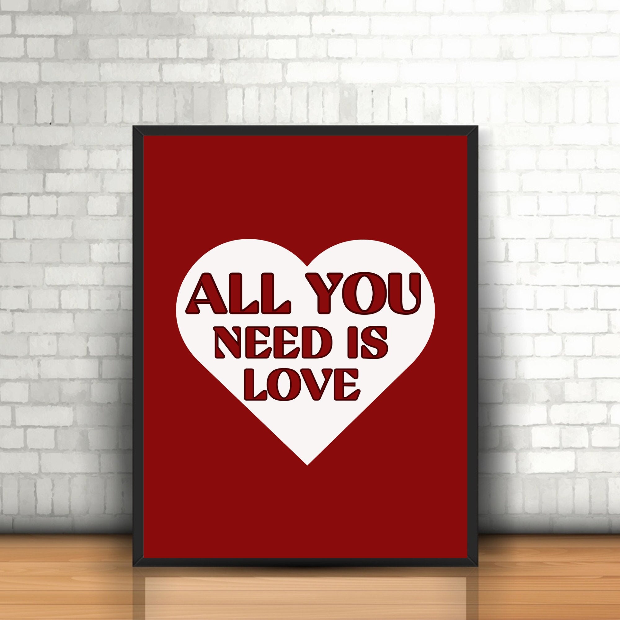 All You Need is Love Print, Valentines Printable, Trendy Red Wall Art ...