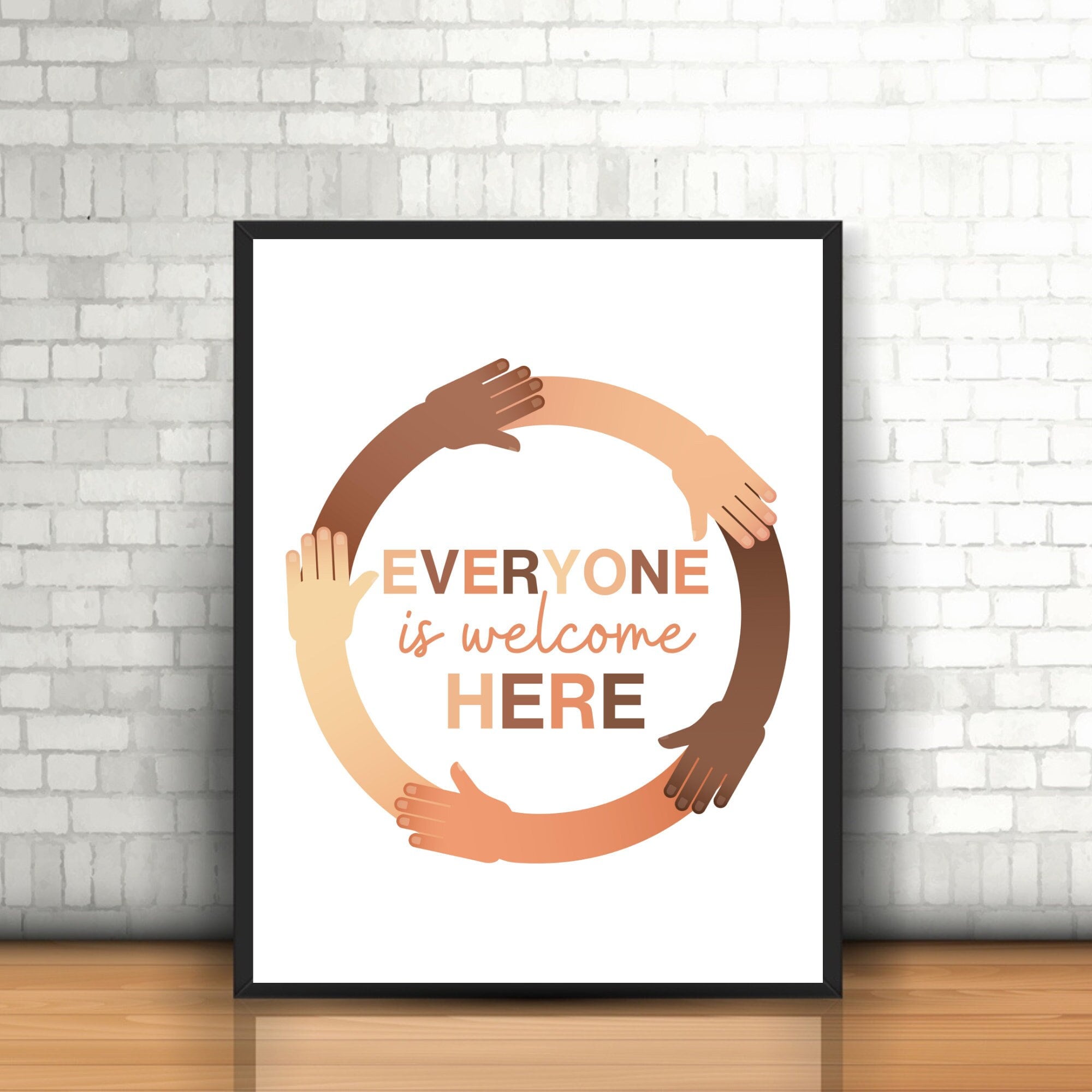 Everyone is Welcome Here Print, Equality Art Print, Diversity Wall Art ...