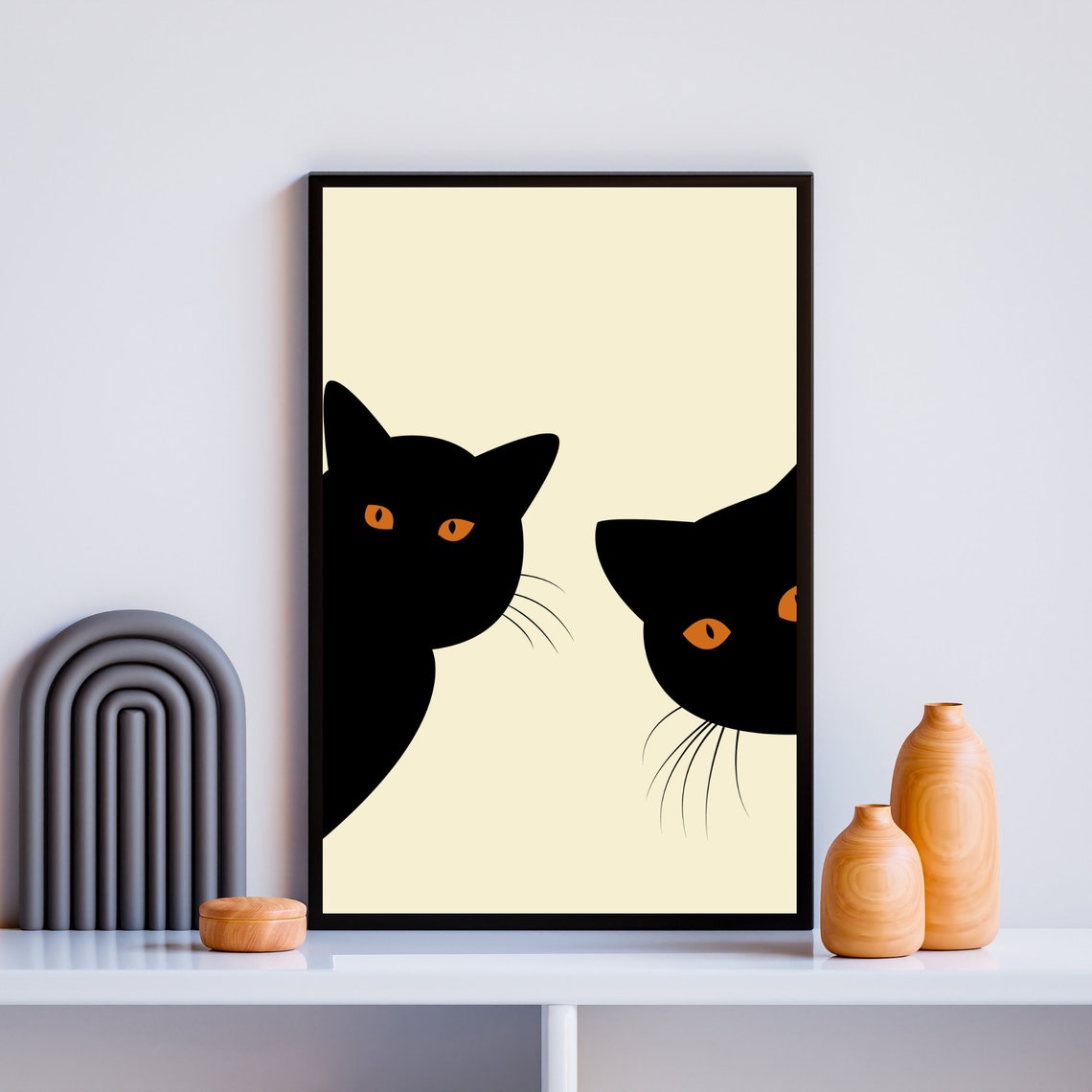 Black Cats Print, Peeking Black Cats Printable, Boho Printable Wall Art ...