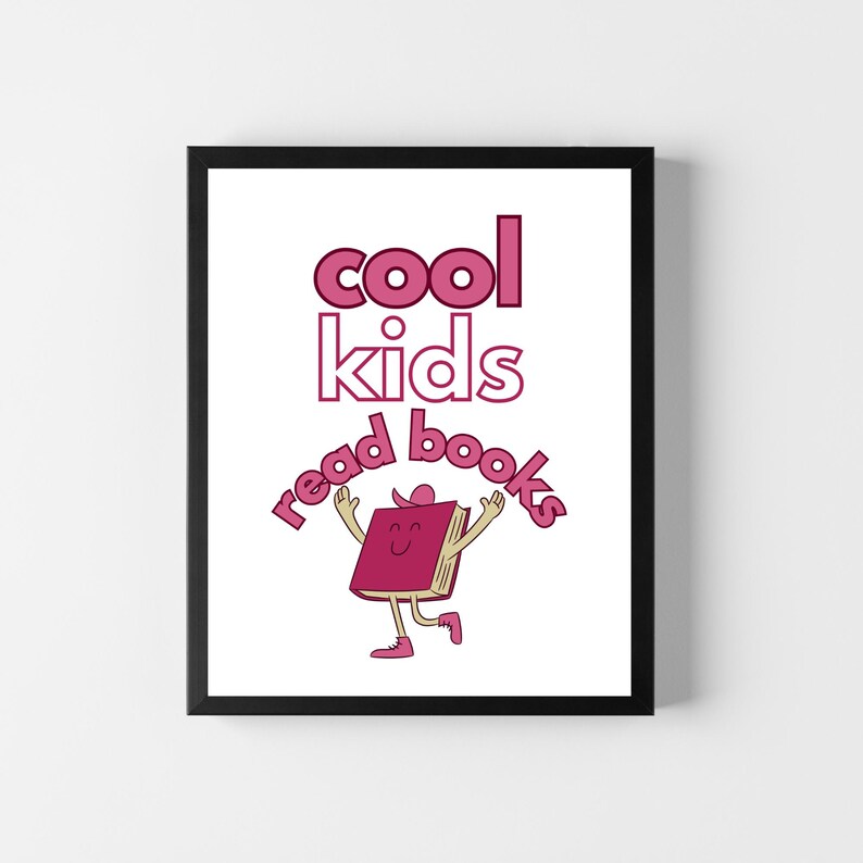 Cool Kids Read Books, Read Quote Sign, Book Lover Gift Idea, Kids Wall ...