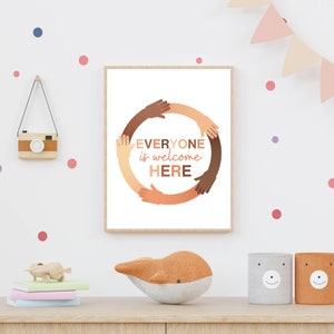Everyone is Welcome Here Print, Equality Art Print, Diversity Wall Art ...