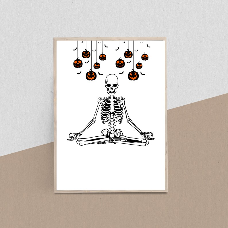 Skeleton Print for Halloween, Printable Wall Art, Halloween Home Decor ...