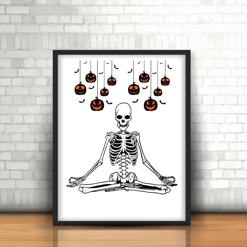 Skeleton Print for Halloween, Printable Wall Art, Halloween Home Decor ...
